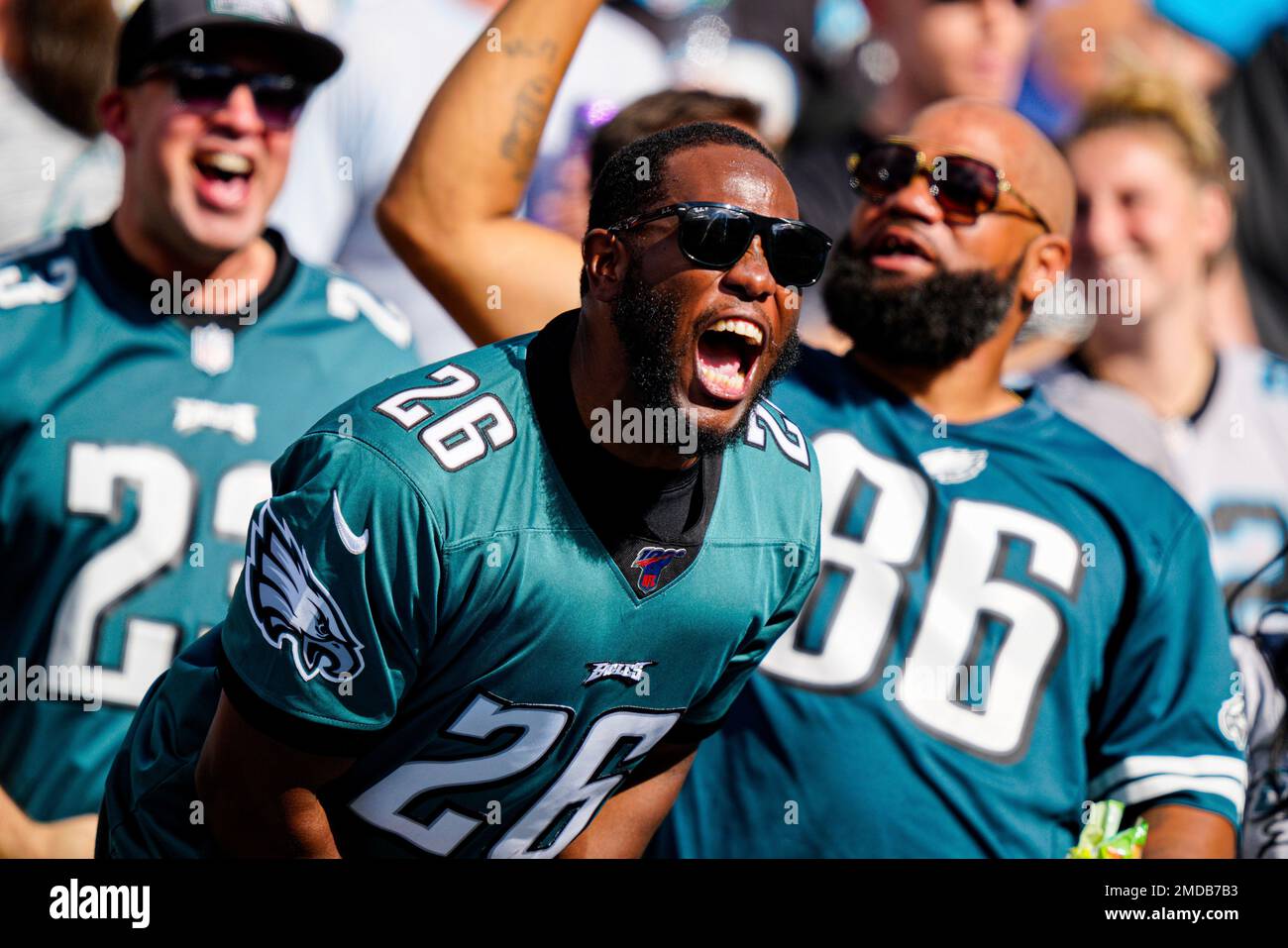 Philadelphia Eagles fans celebrate during the second half of an NFL ...