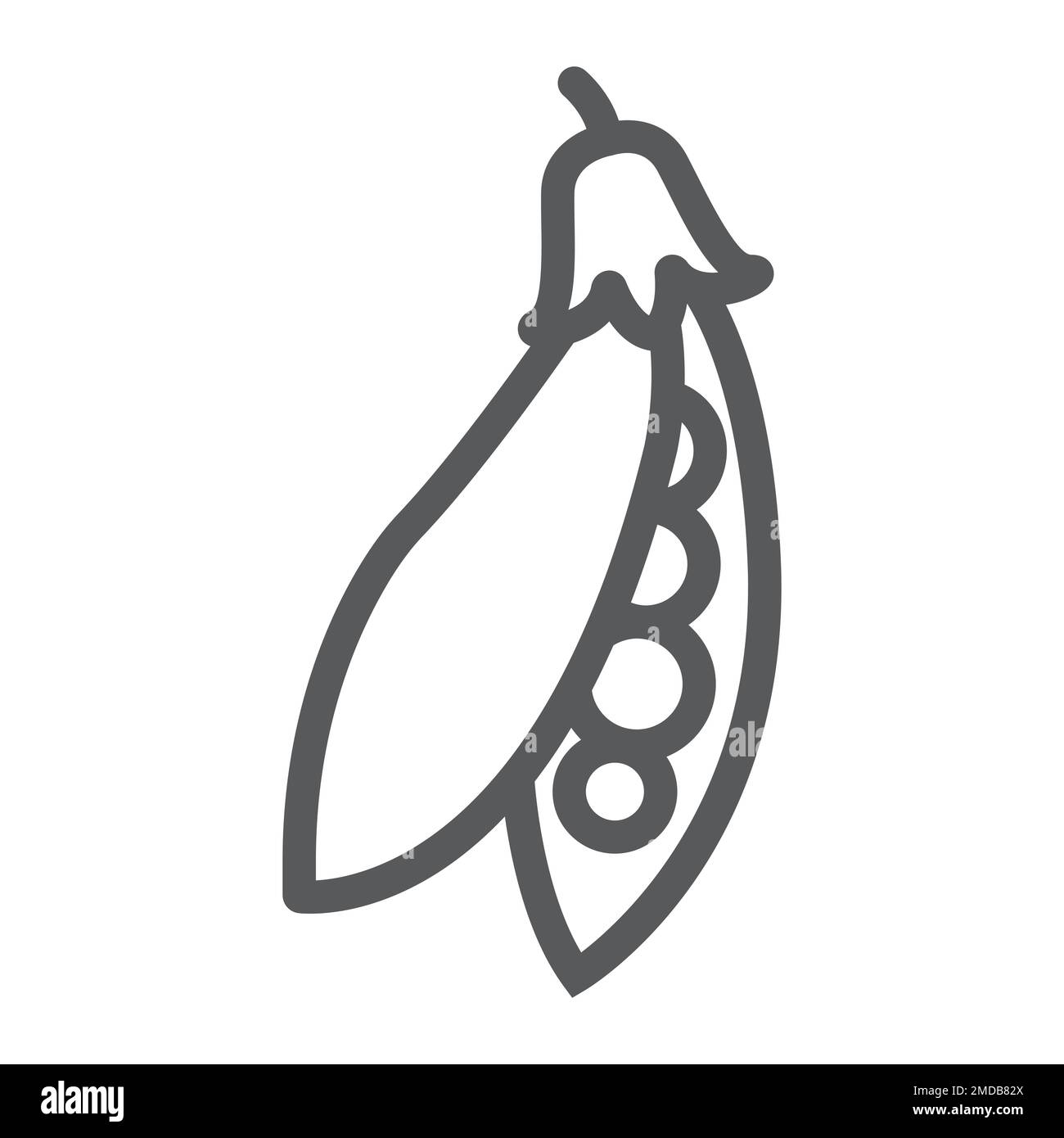 Pea pod line icon, vegetable and diet, peas sign, vector graphics, a ...