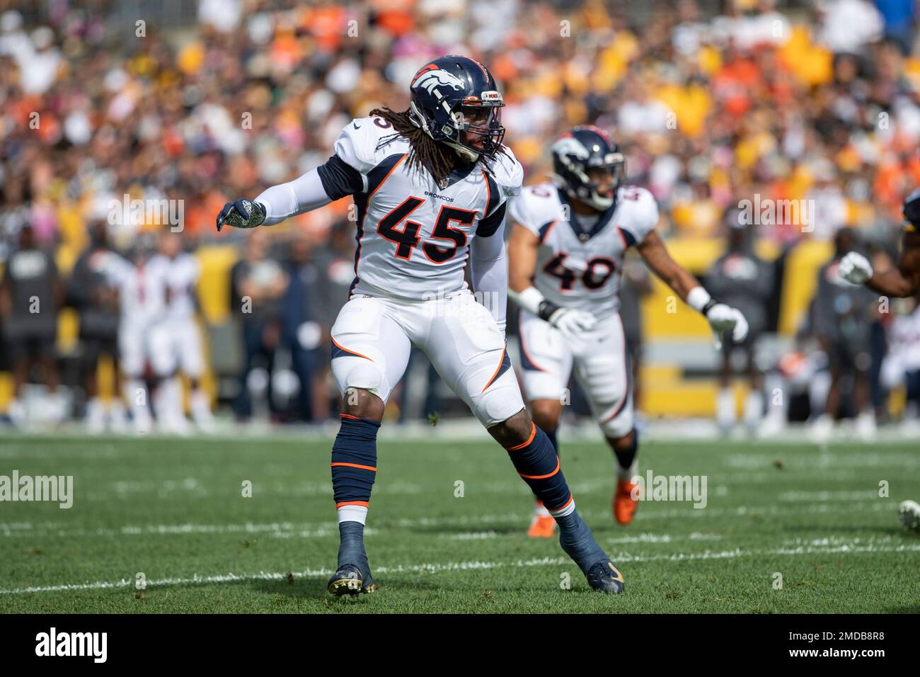 Denver Broncos inside linebacker A.J. Johnson (45) defends during an ...