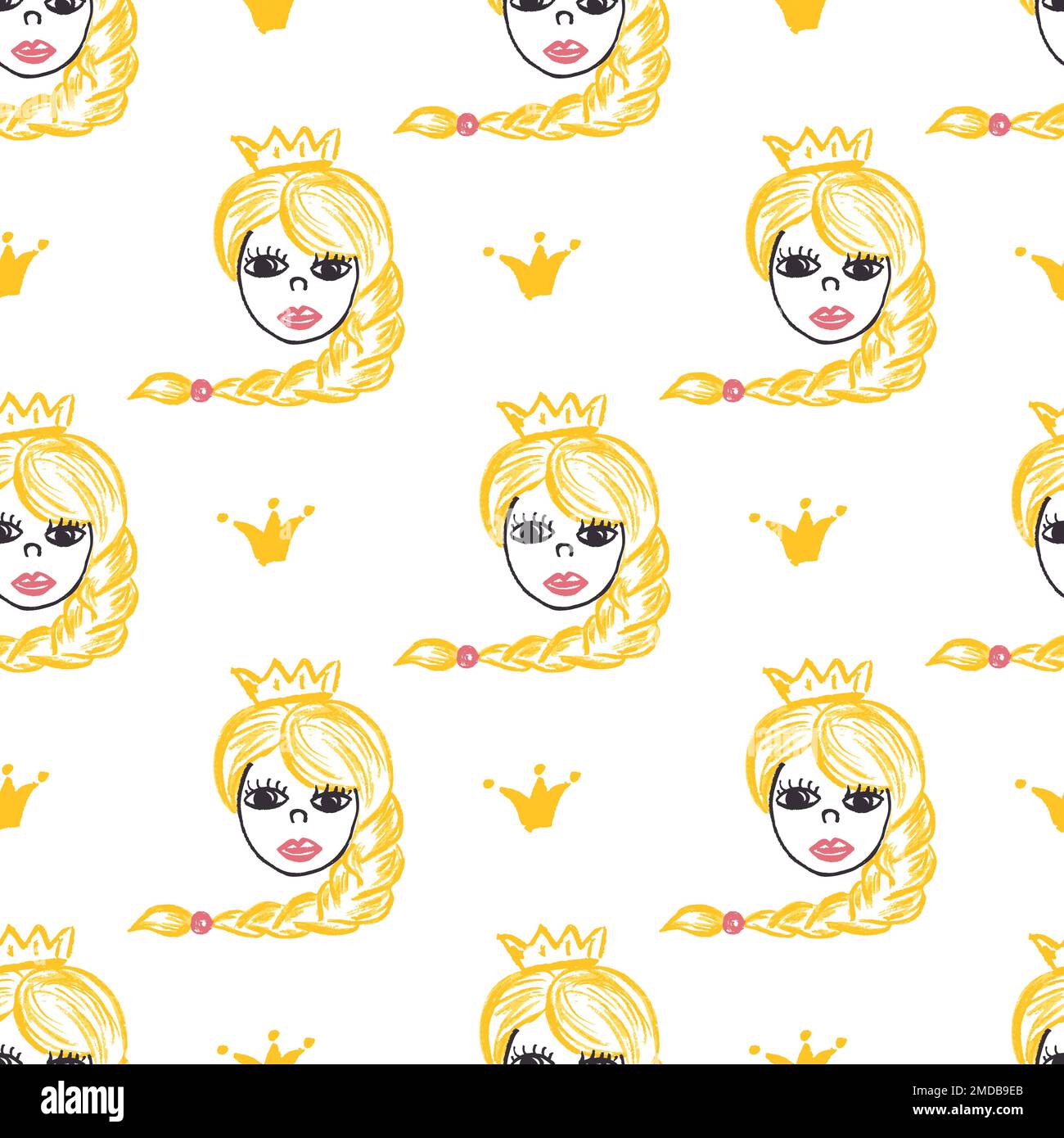Fairytale seamless pattern. Princess. Children's drawings with wax ...