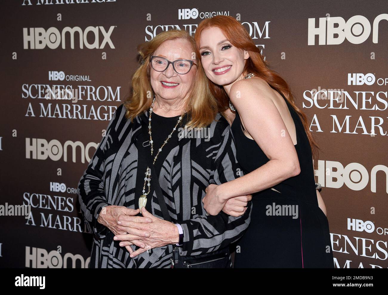 Actor Jessica Chastain, right, poses with her grandmother Marilyn at a ...