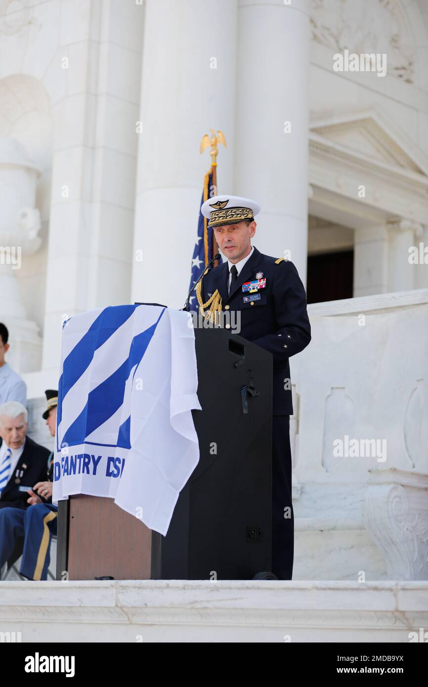 Maj. Gen. Cyril Carcy, the French Defense Attache, delivers a speech ...