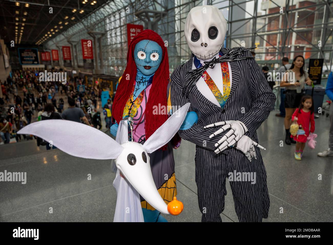 Attendees dressed as characters from the film "The Nightmare Before ...
