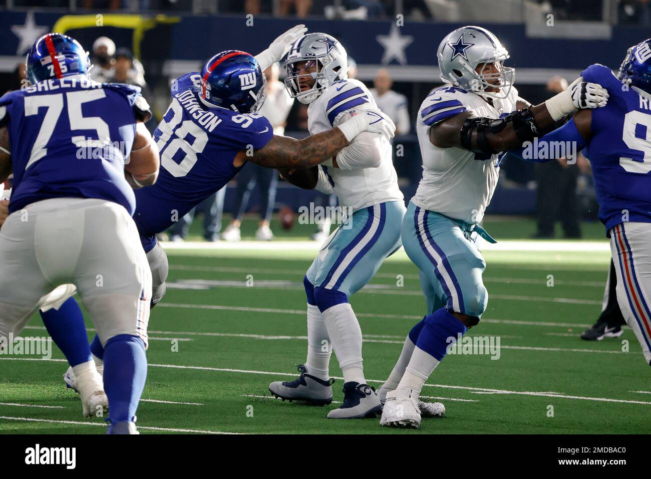 New York Giants defensive tackle Austin Johnson (98) sacks Dallas ...