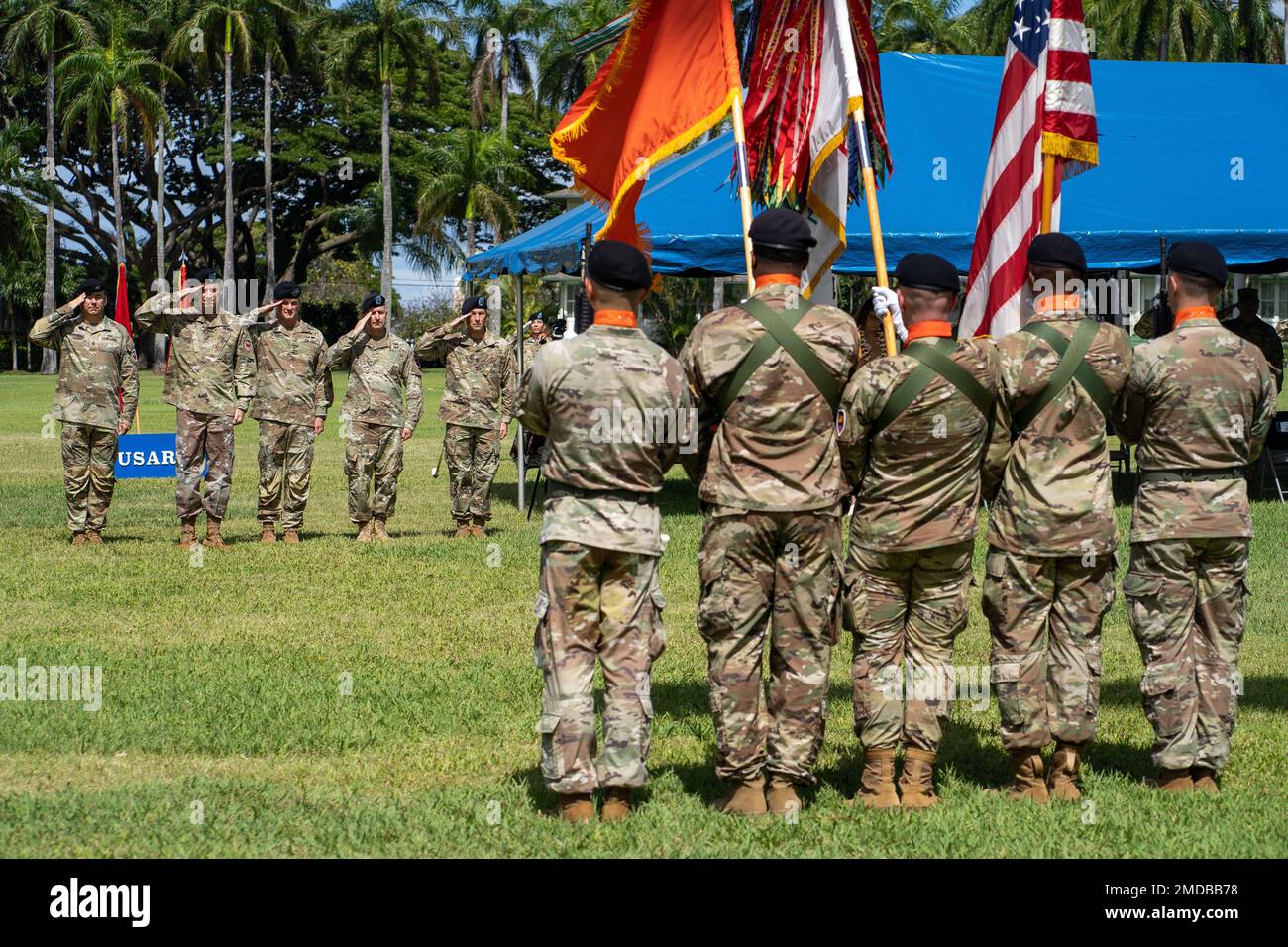 From to left to right, U.S. Army Command Sgt. Maj. Randy Gillespie, outgoing command sergeant ...