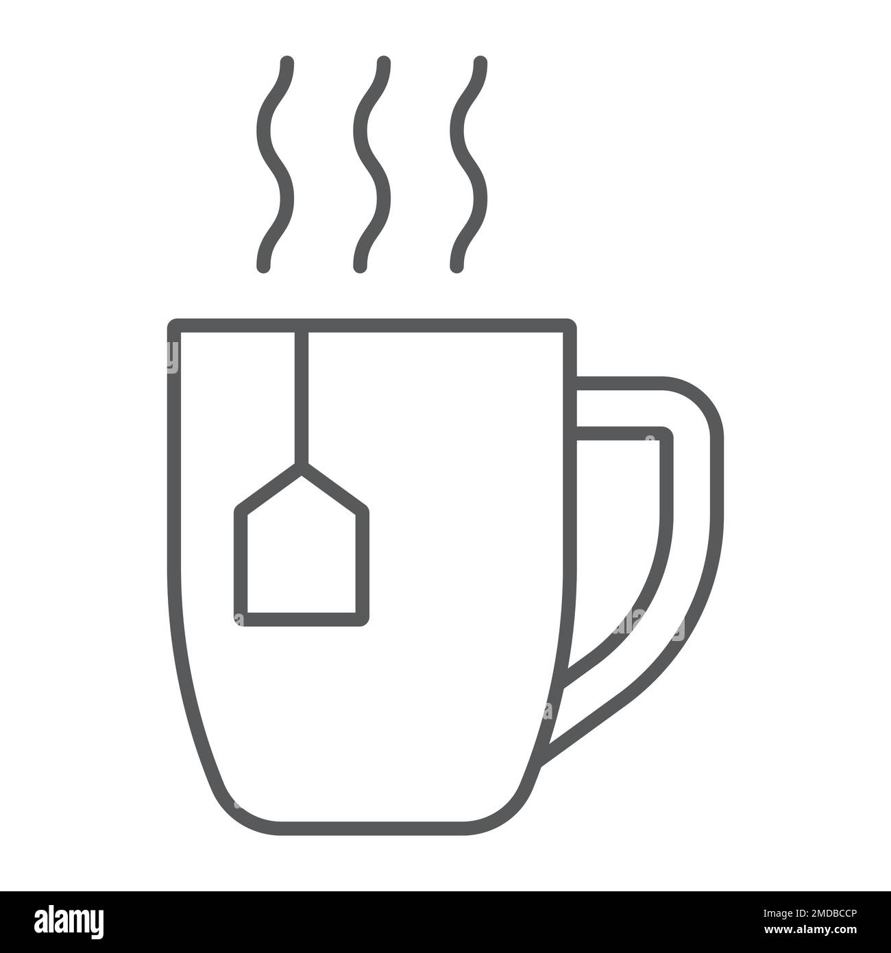 Tea cup thin line icon, drink and beverage, cup sign, vector graphics ...