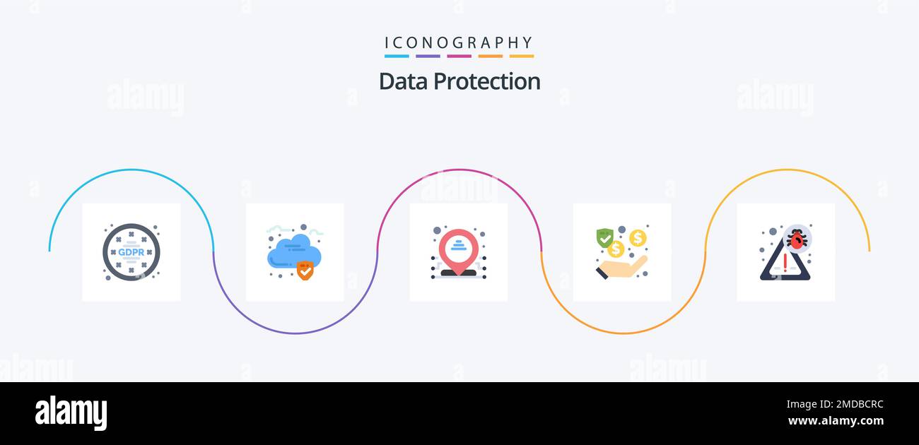Data Protection Flat 5 Icon Pack Including . security. dedicated. bug. security Stock Vector ...
