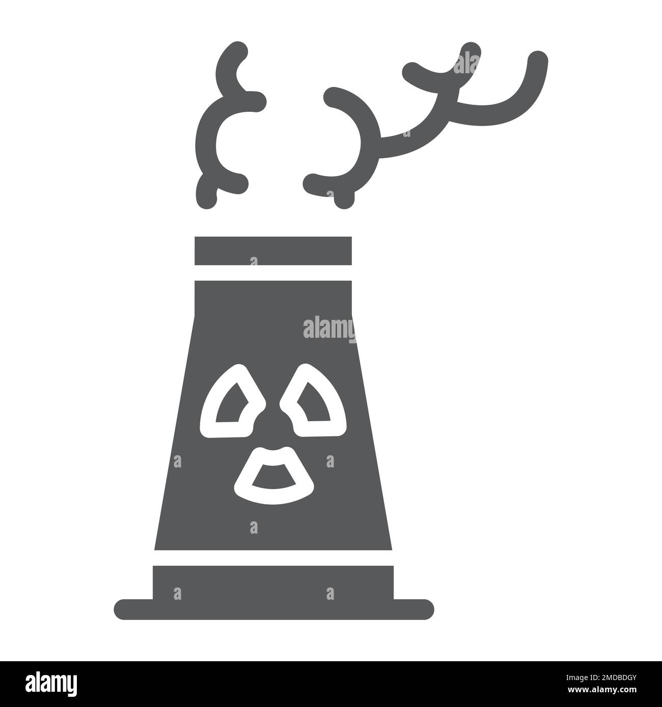 Nuclear power station glyph icon, ecology and nuclear energy, dangerous ...