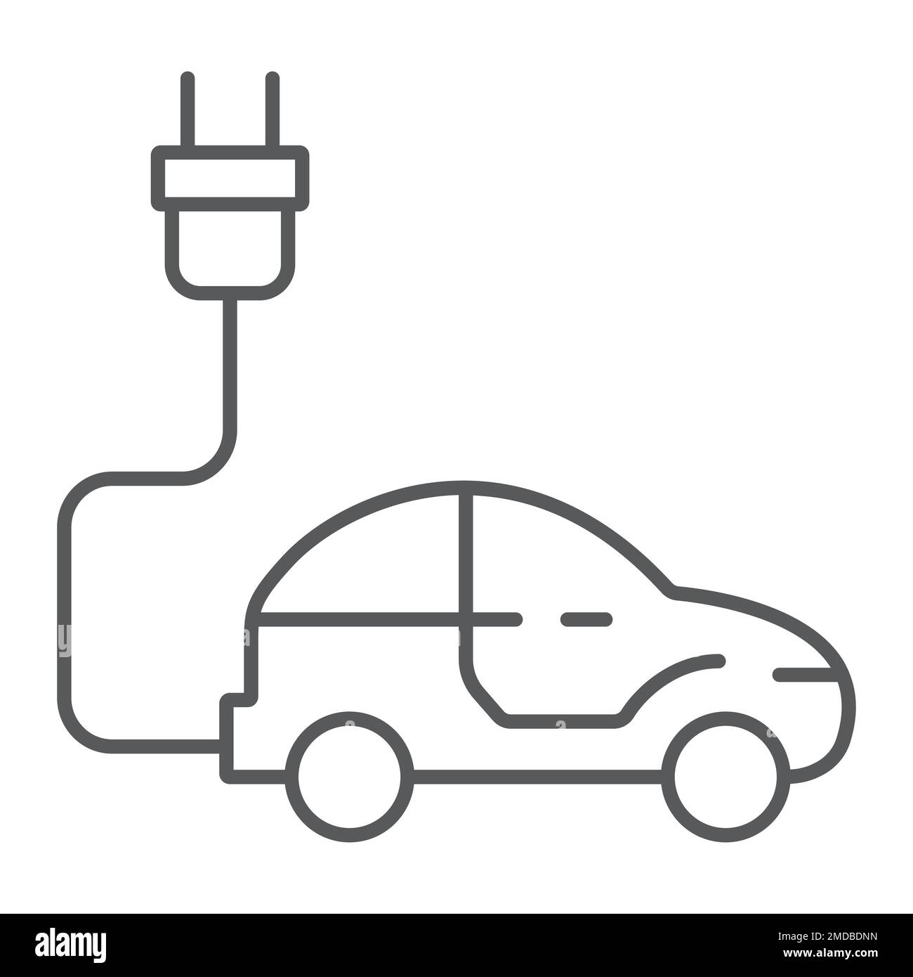 Electric car thin line icon, ecology car and energy, sustainable ...