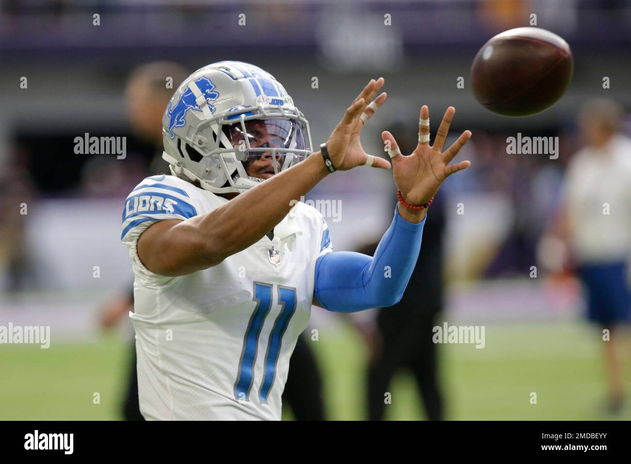 Detroit Lions wide receiver Kalif Raymond (11) warms up before an NFL ...