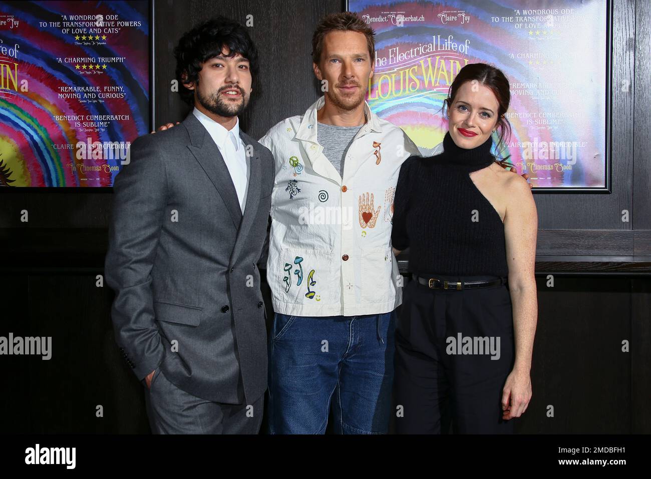 Will Sharpe, from left, Benedict Cumberbatch and Claire Foy pose for ...