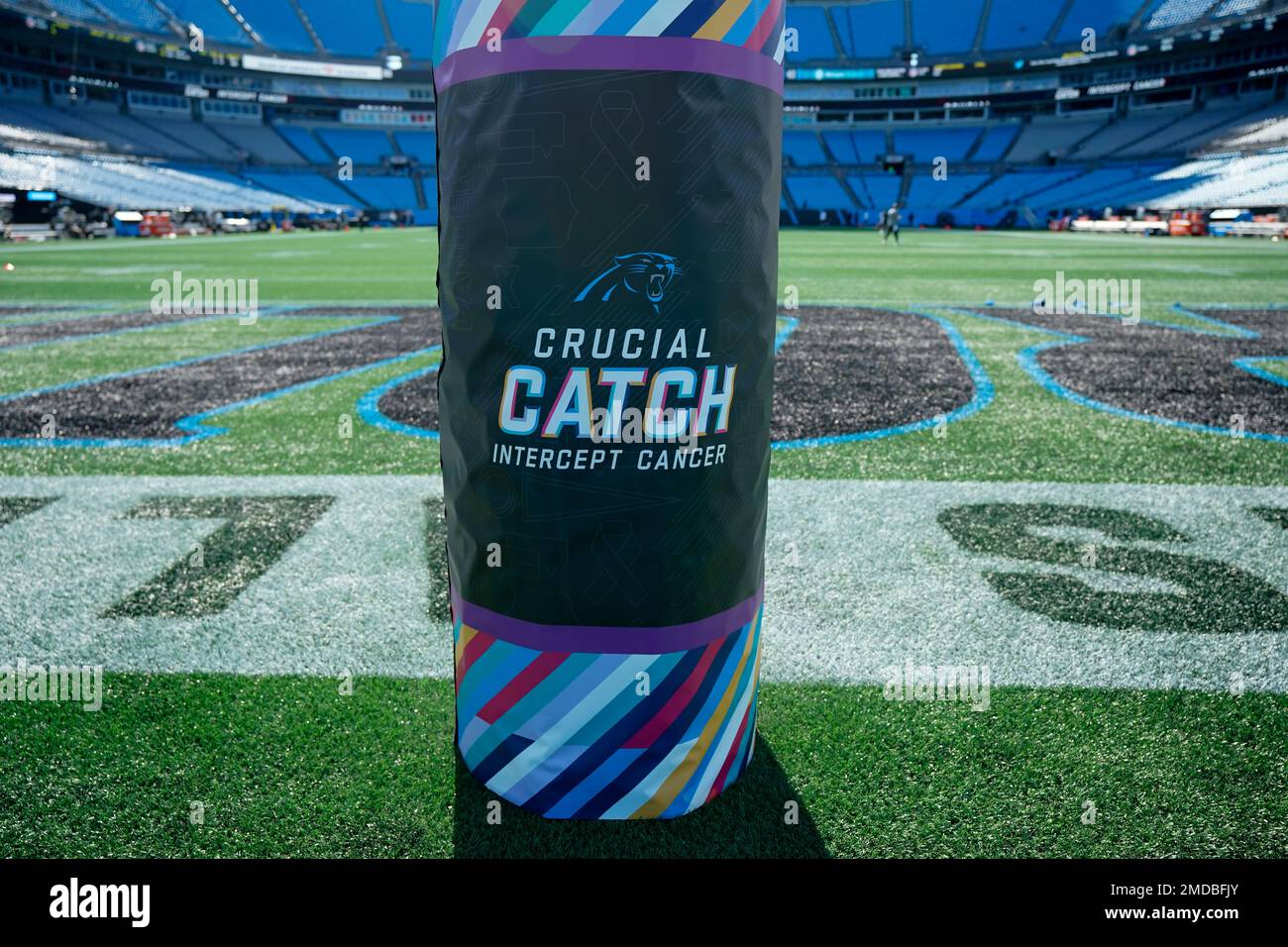 The Crucial Catch logo is displayed at Bank of America Stadium before ...