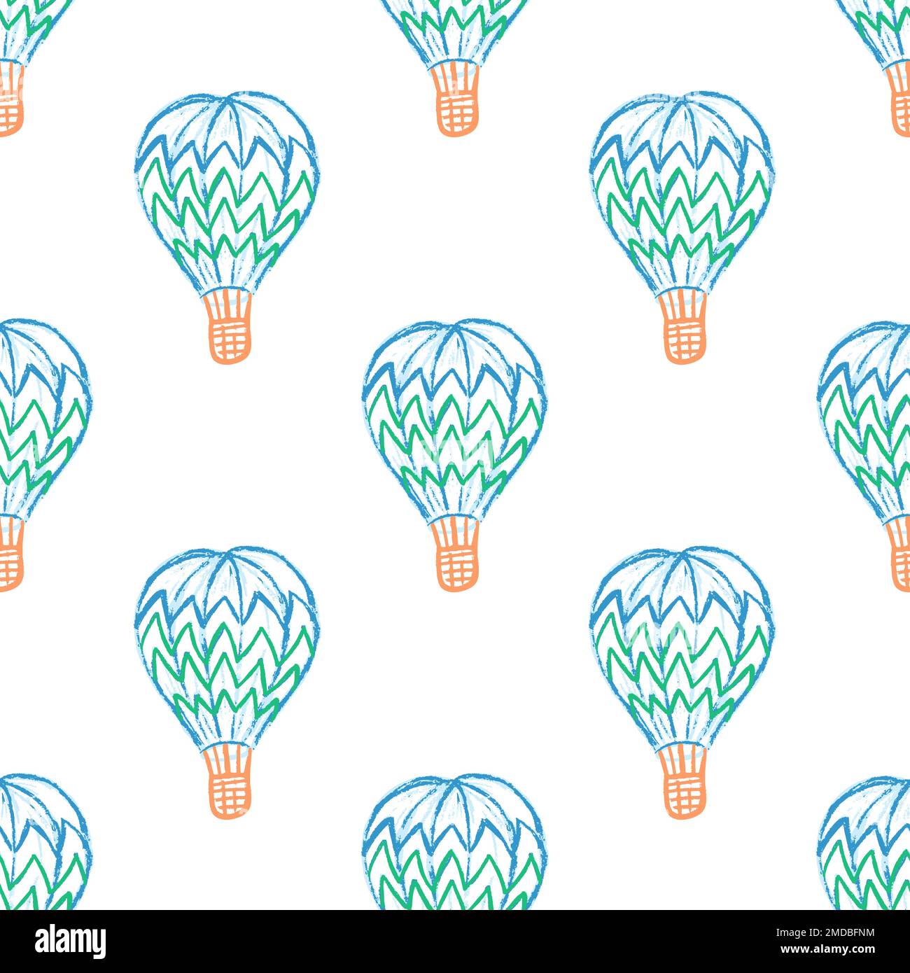 Air transport seamless pattern. Children's drawings with wax crayons ...