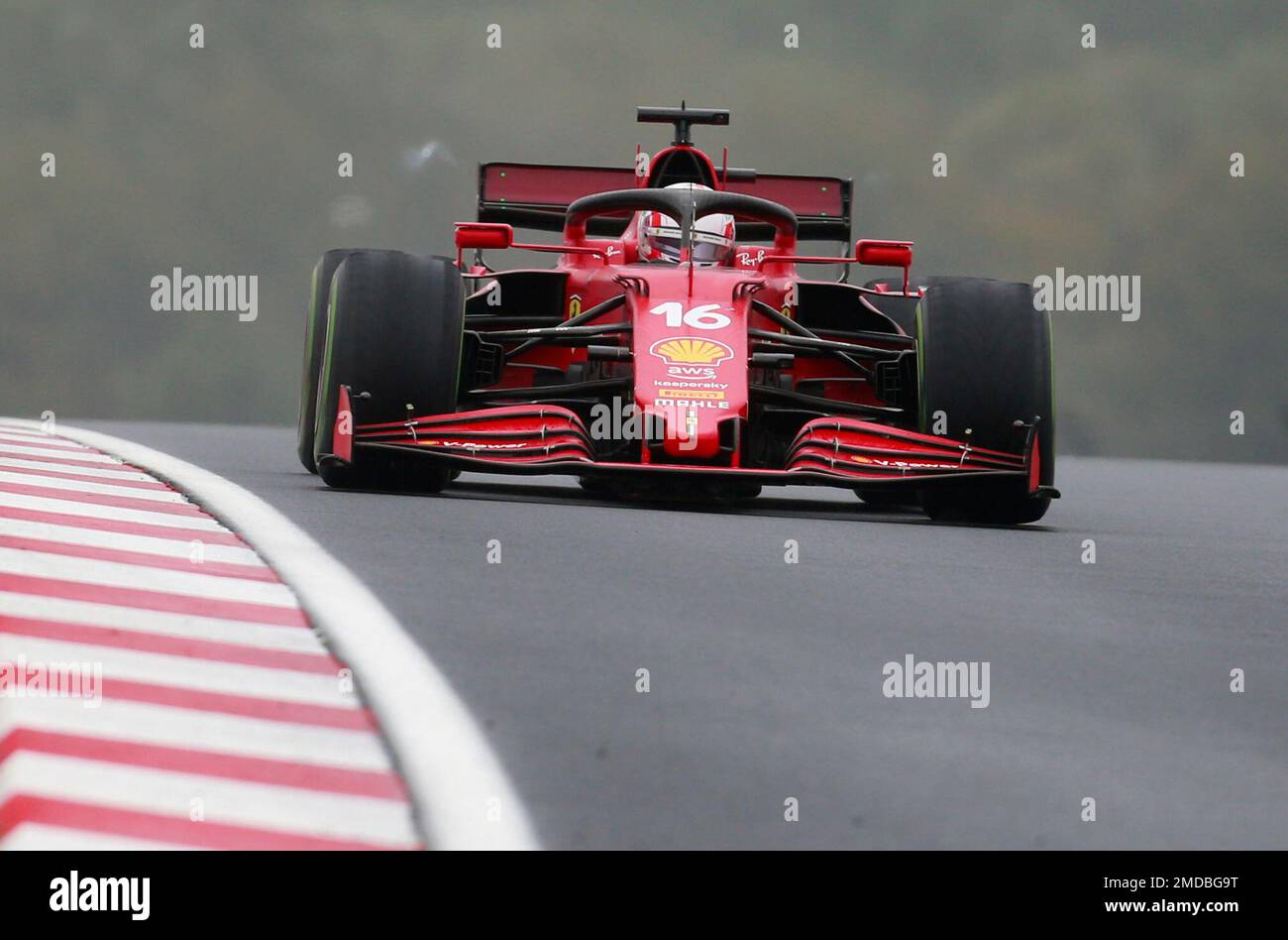 Ferrari driver Charles Leclerc of Monaco steers his car during the ...