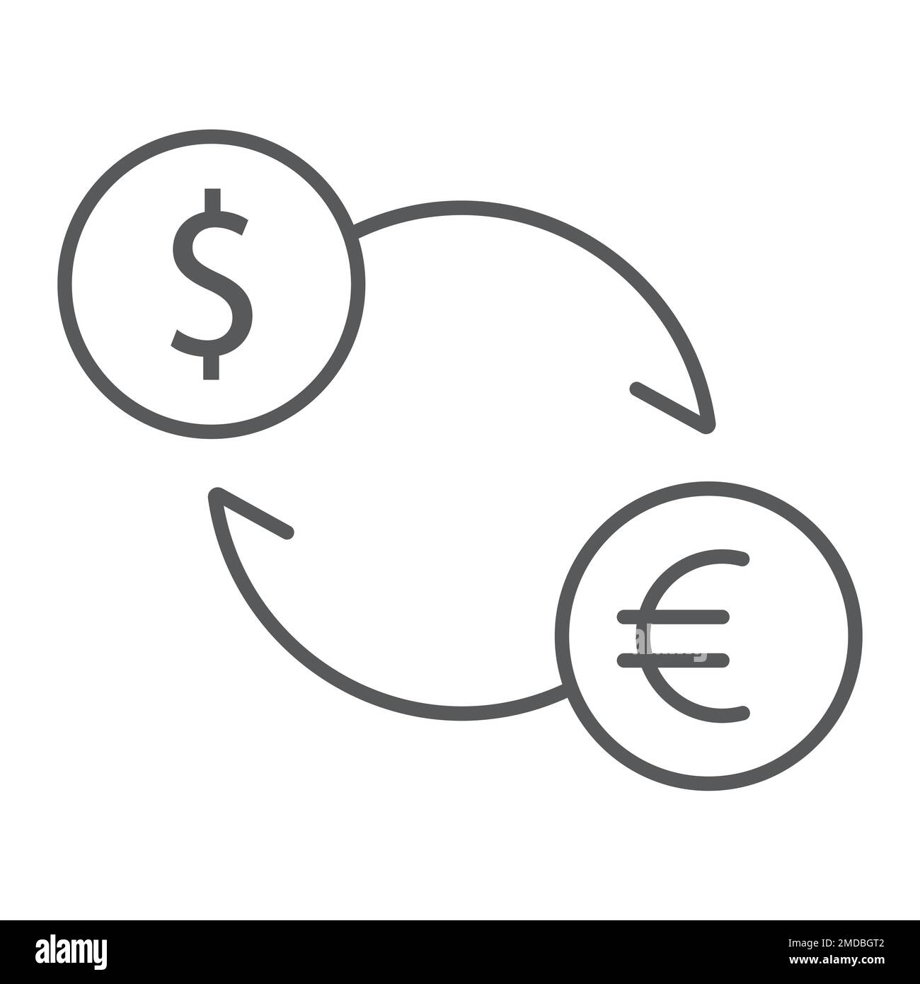 Exchange thin line icon, finance and banking, currency sign, vector graphics, a linear pattern ...