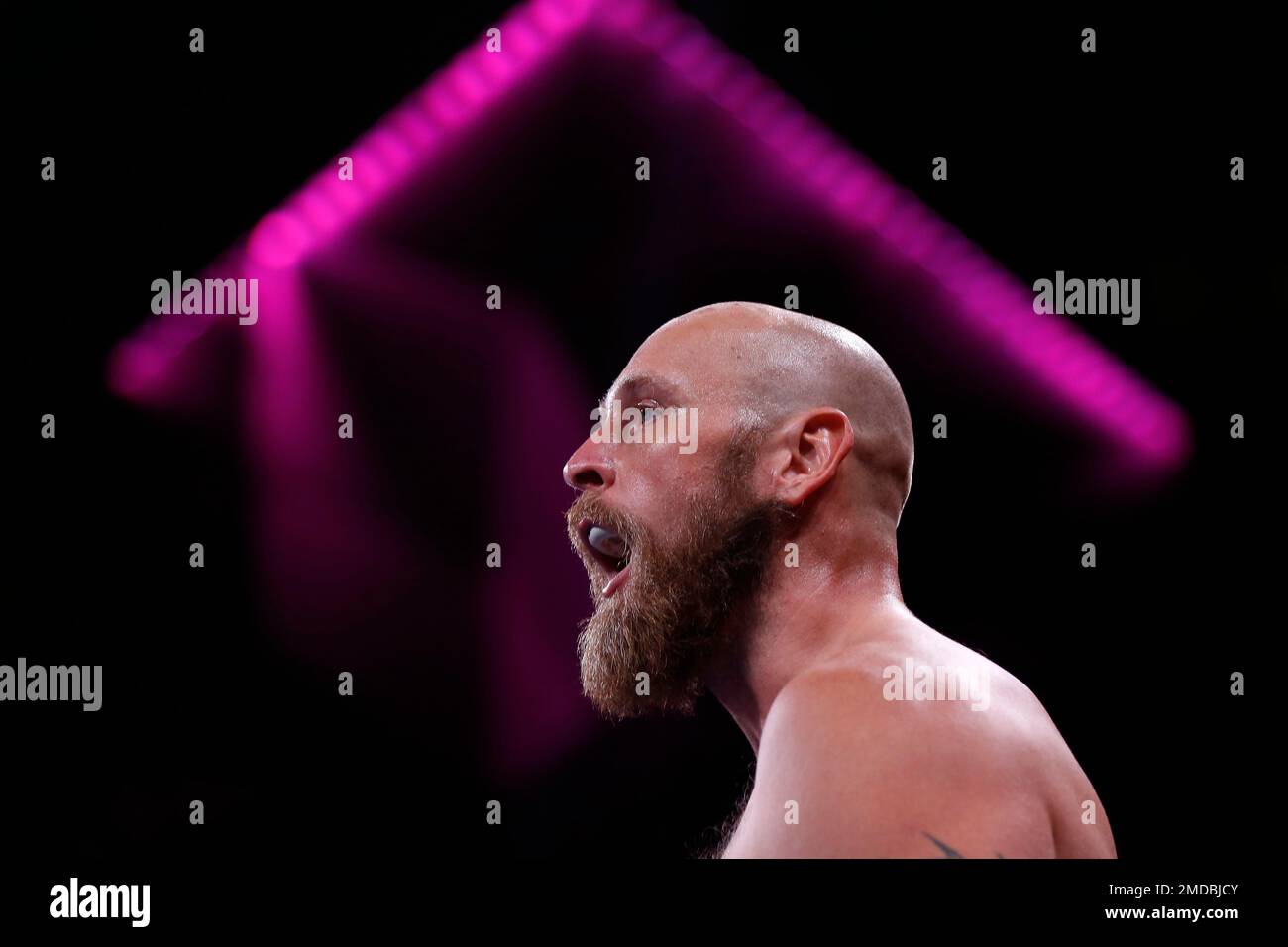 Robert Helenius, of Finland, stands in the ring before fighting Adam ...