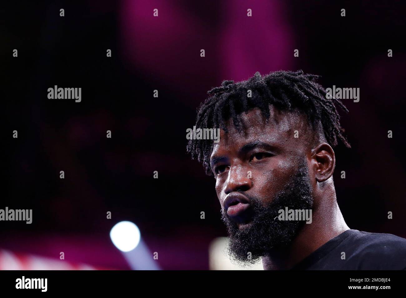 Efe Ajagba, of Nigeria, stands in the ring before fighting Frank ...