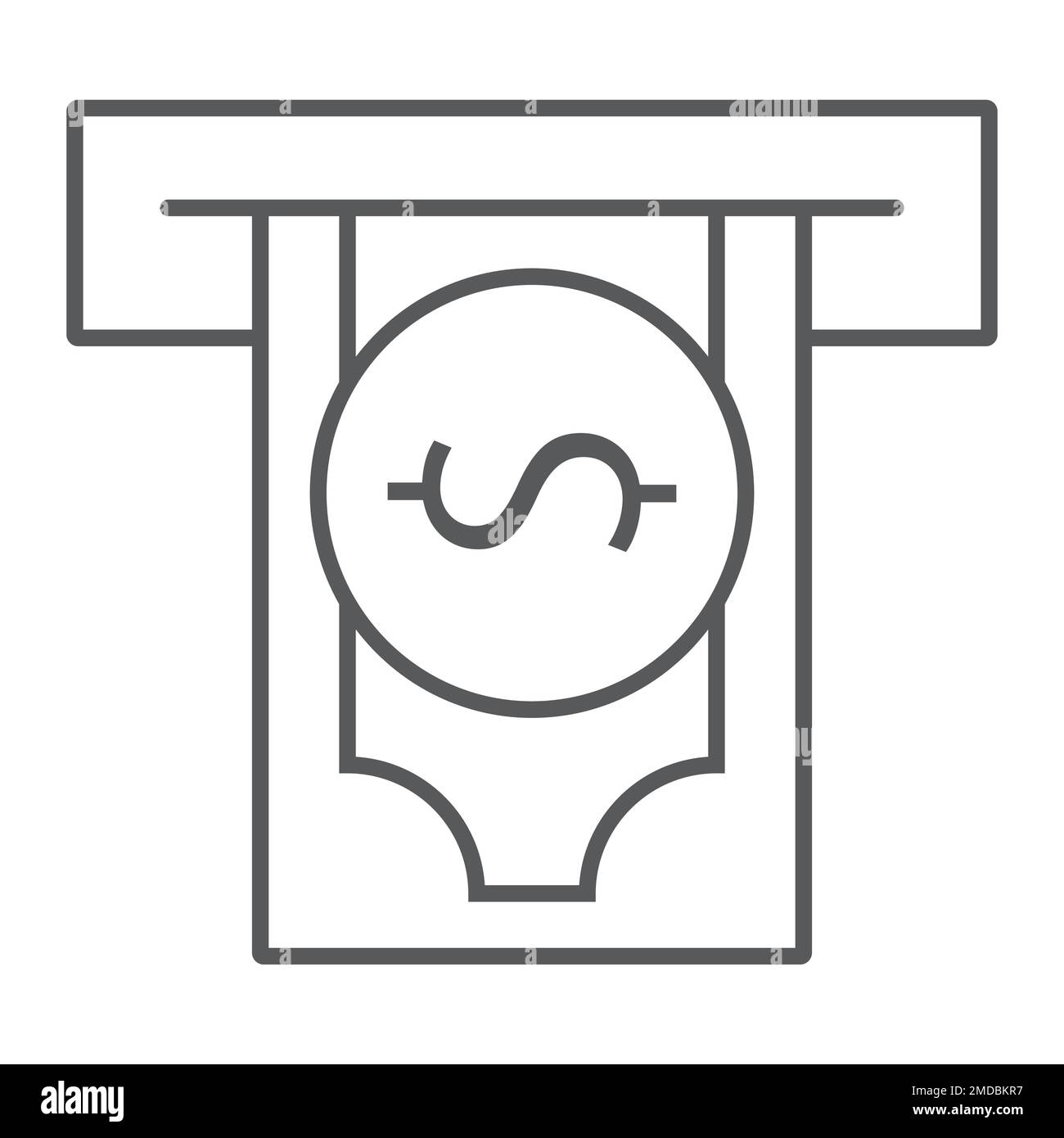 Insert money thin line icon, finance and banking, payment sign, vector ...