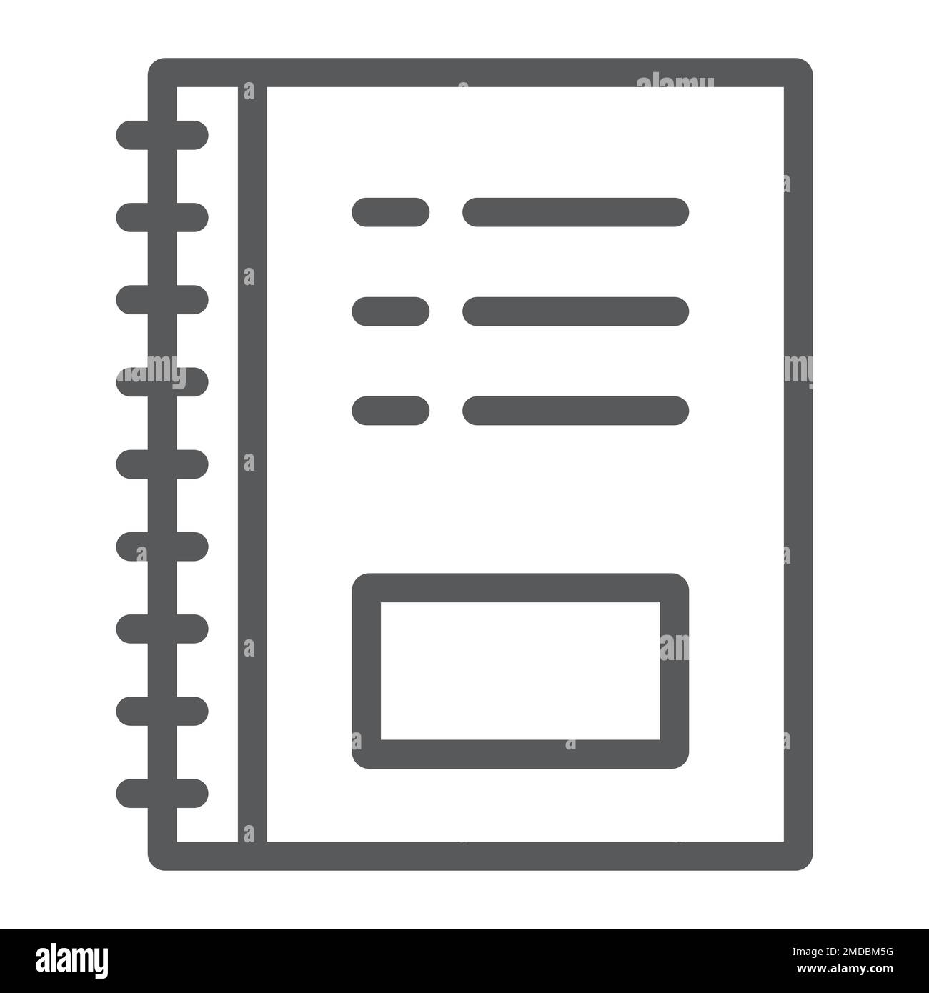 Notebook line icon, office and school, note sign, vector graphics, a ...