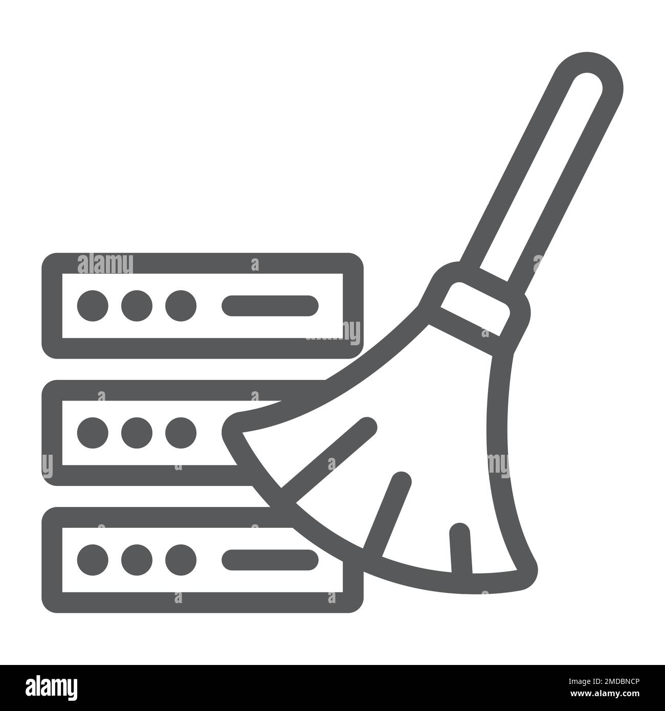 Database cleaning line icon, data and analytics, removing sign, vector ...