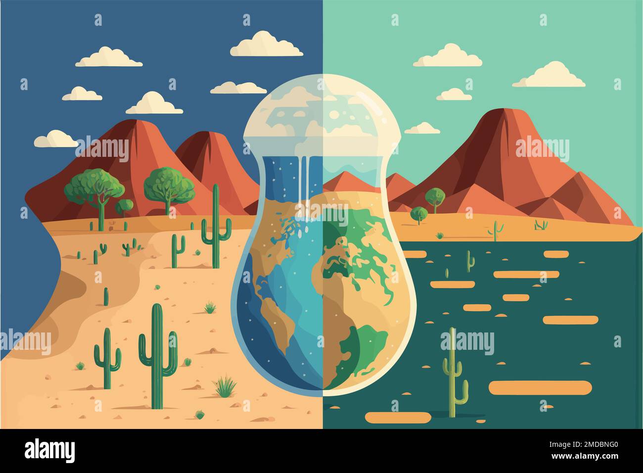 illustration of a desert exhibiting scarcity of water resources made to ...