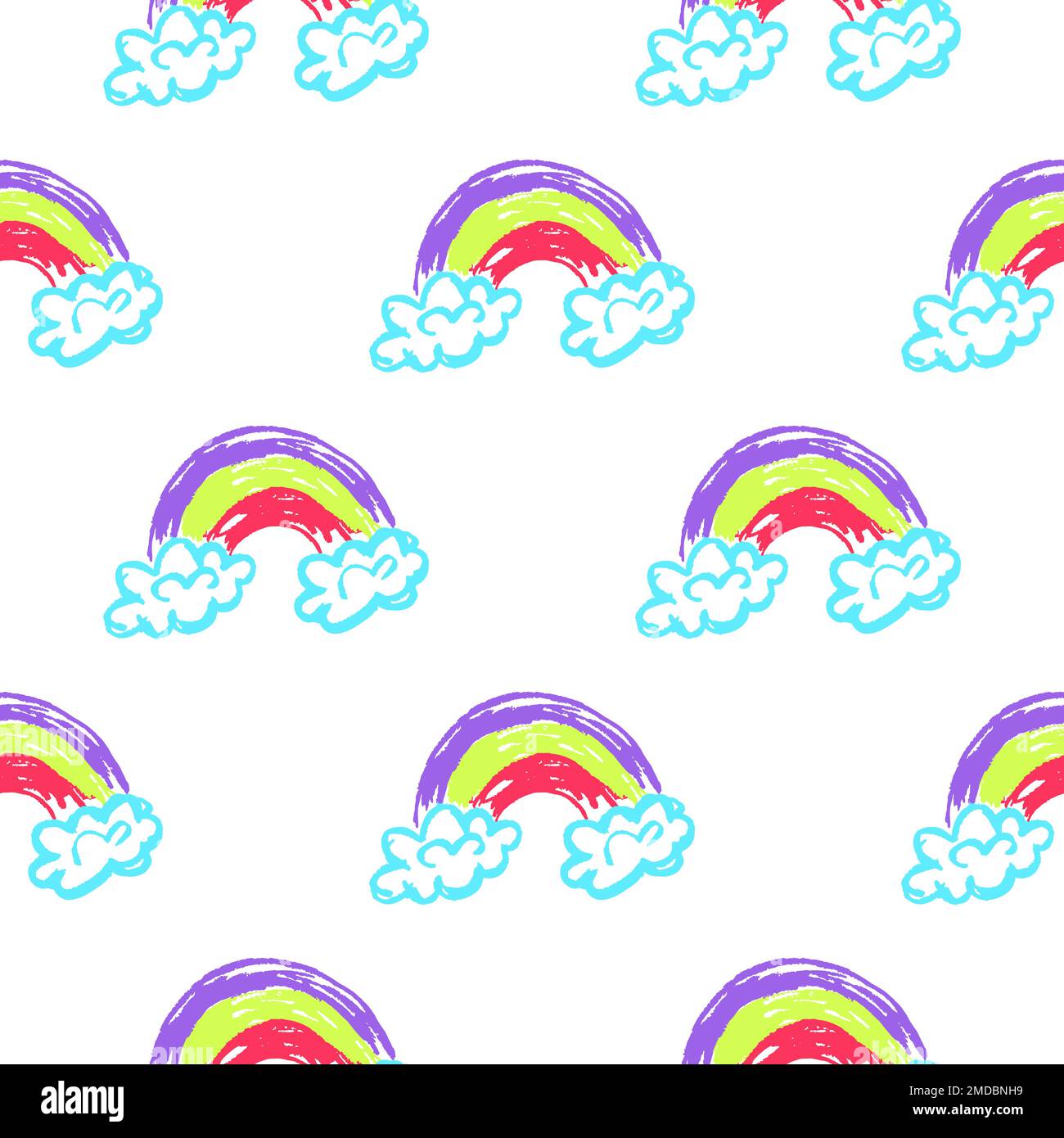 Sky seamless pattern. Children's drawings with wax crayons. Dreamy mood ...