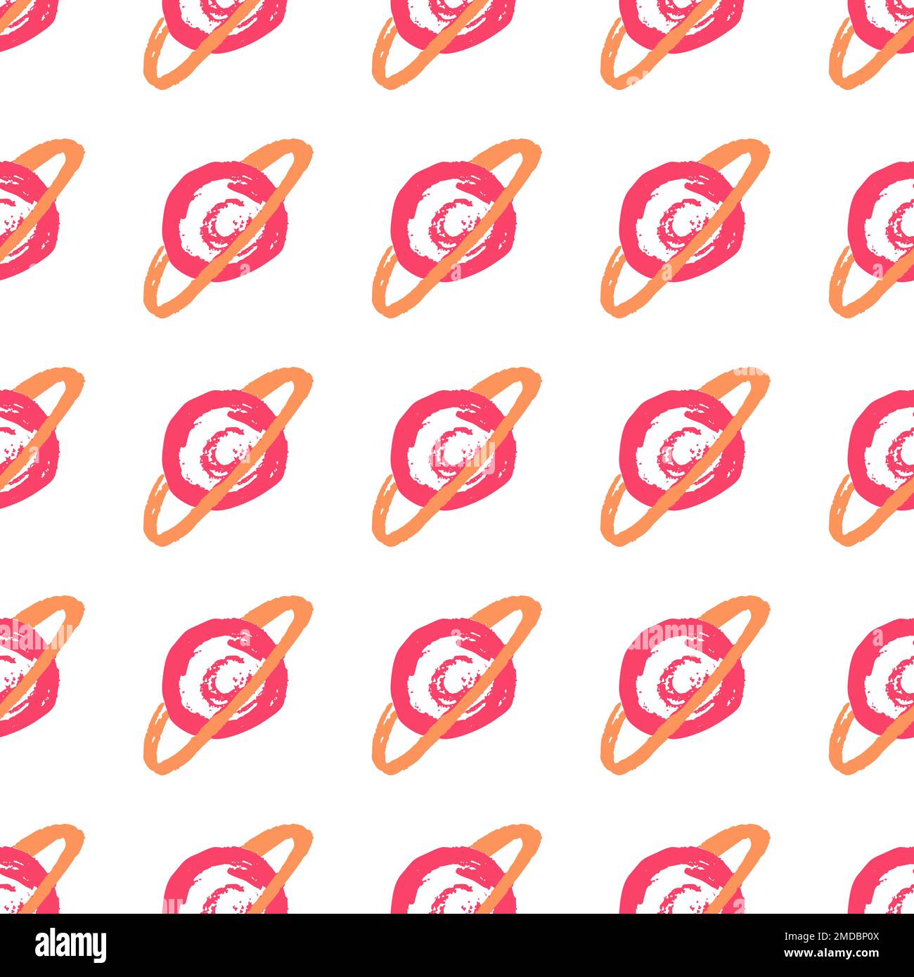 Space seamless pattern. Children's drawings with wax crayons. Space ...