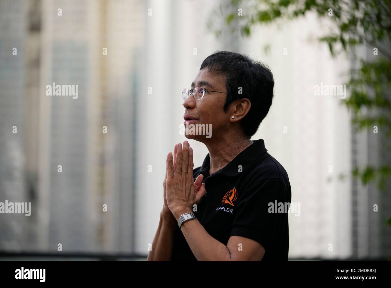Rappler CEO and Executive Editor Maria Ressa gestures during an ...