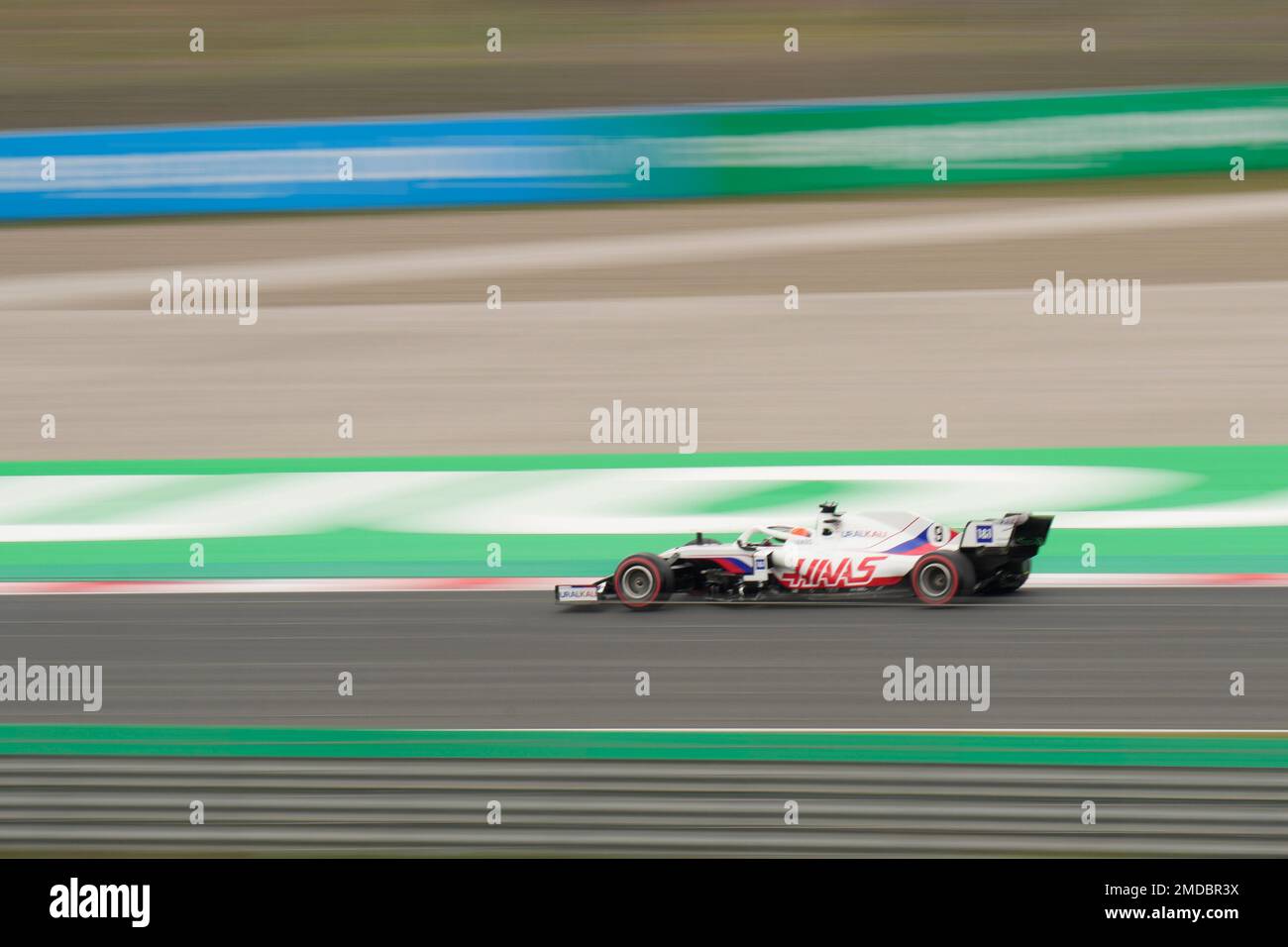 Haas driver Nikita Mazepin of Russia steers his car during qualifying ...