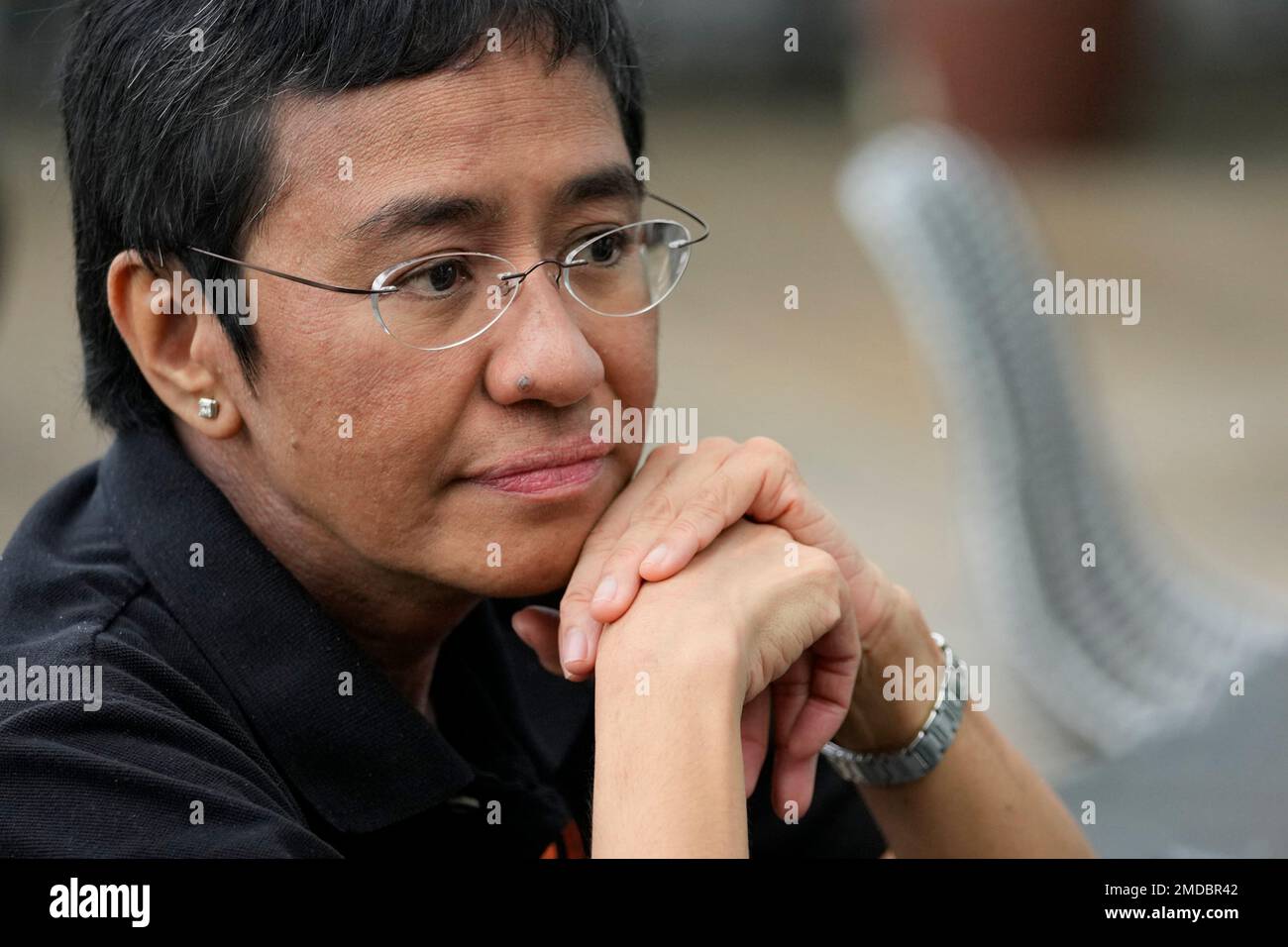 Rappler CEO and Executive Editor Maria Ressa poses at a restaurant in ...