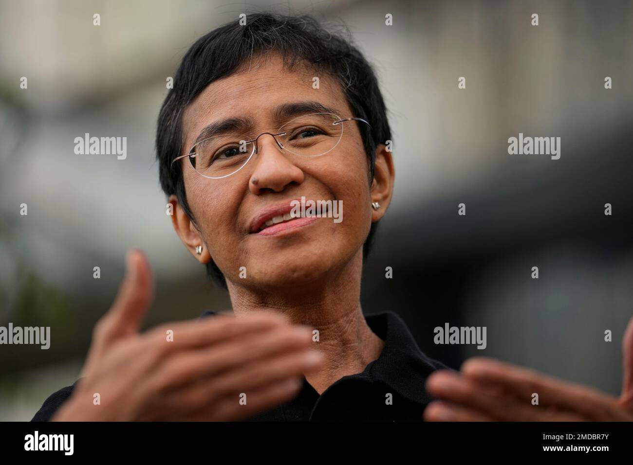 Rappler CEO and Executive Editor Maria Ressa gestures during an ...