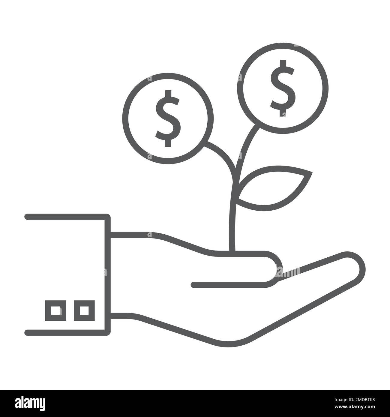 Investment growth thin line icon, finance and banking, investment sign ...