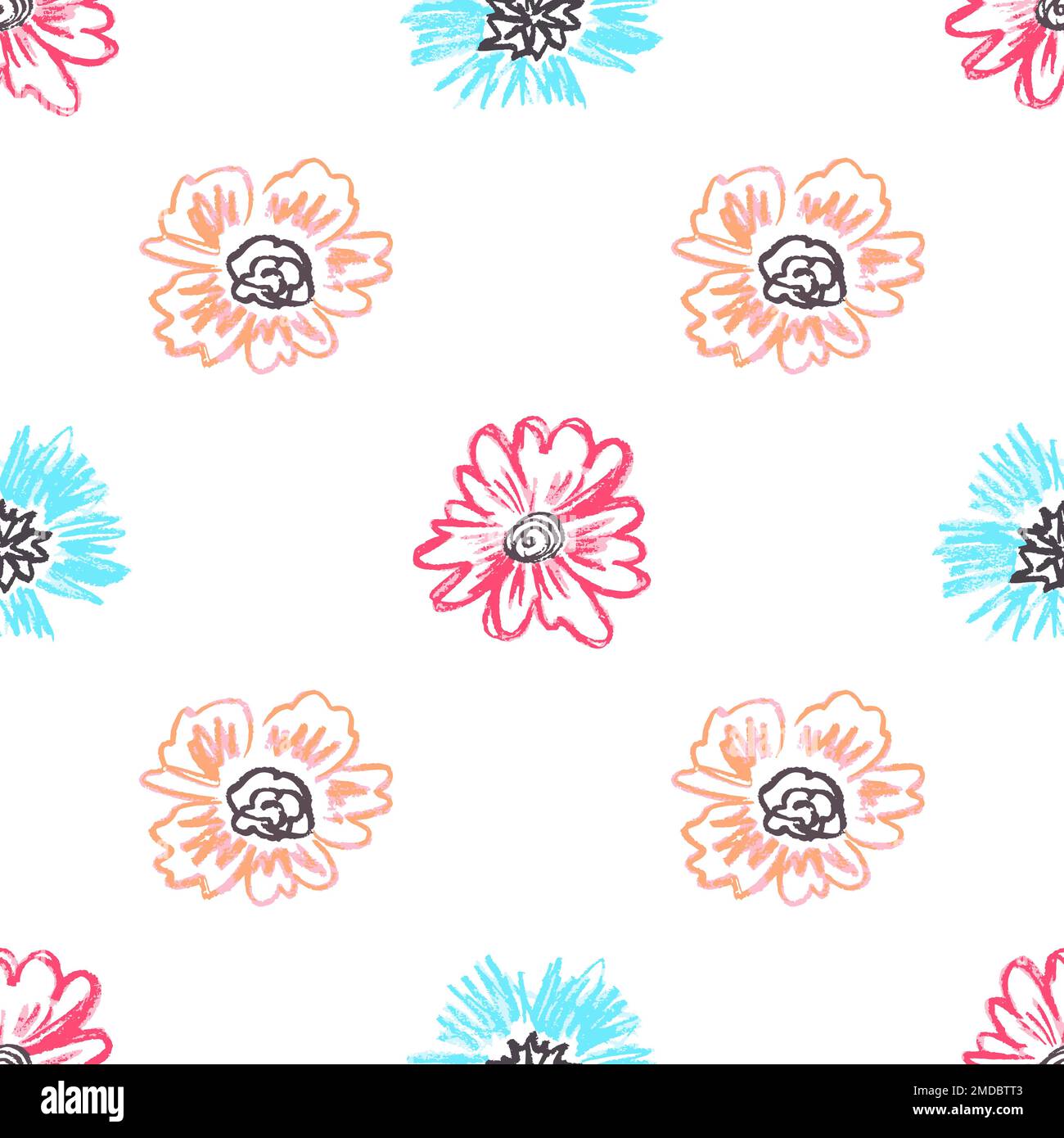 Floral seamless pattern. Girly pattern, flowers. Children's drawings ...