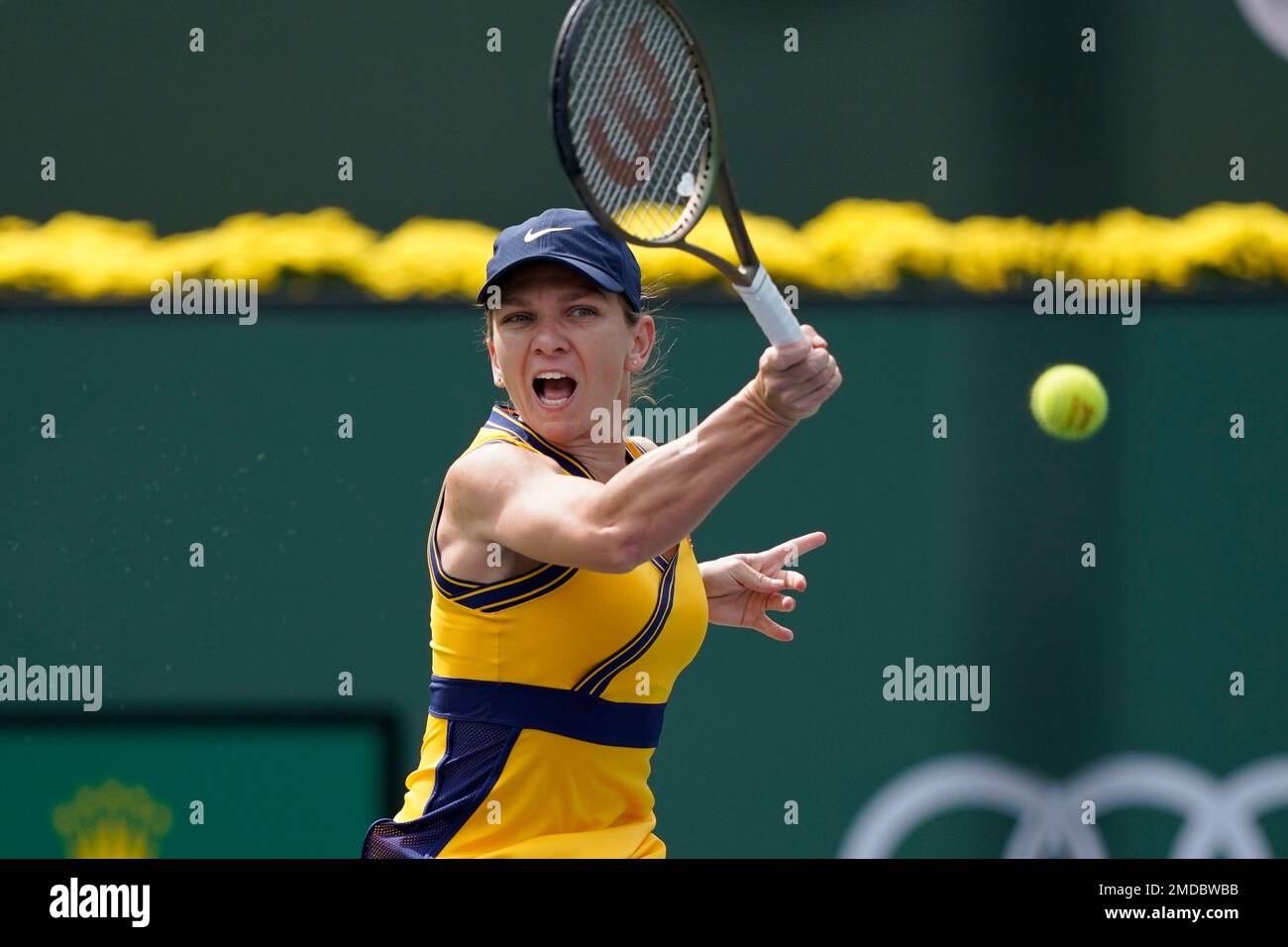 Simona Halep, of Romania, in action against Marta Kostyuk, of Ukraine ...