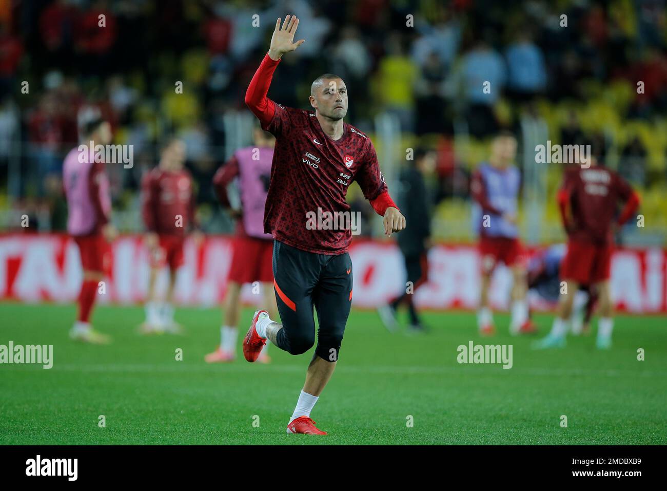 Turkey's Burak Yilmaz waves to fans prior the start of the the World ...