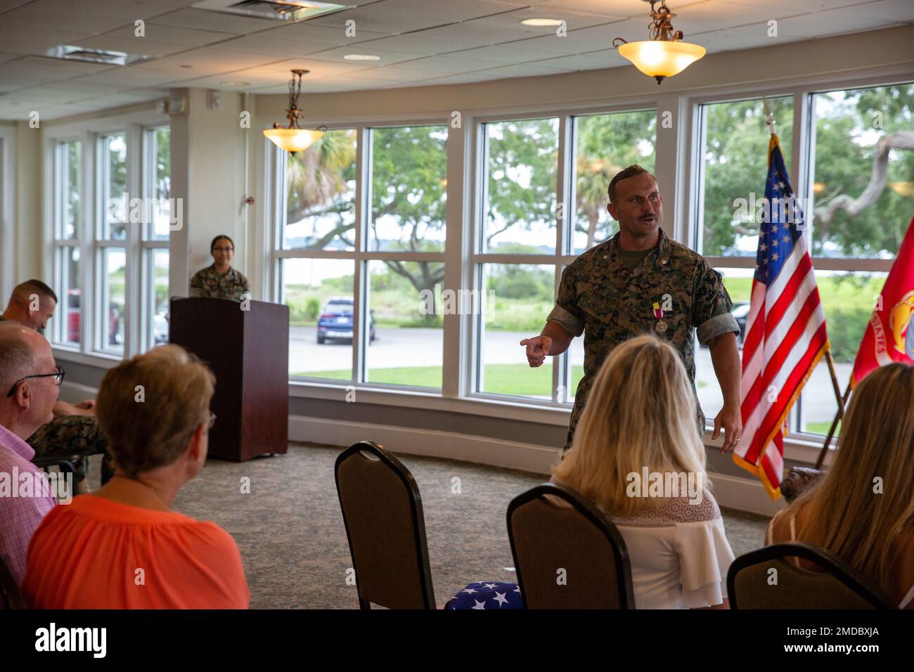 U.S. Marine Corps retired Lt. Col. Patrick M. Haines Jr. gives his ...
