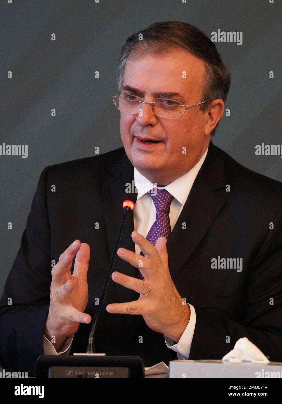 Mexican Foreign Secretary Marcelo Ebrard attends a U.S.-Mexico High ...