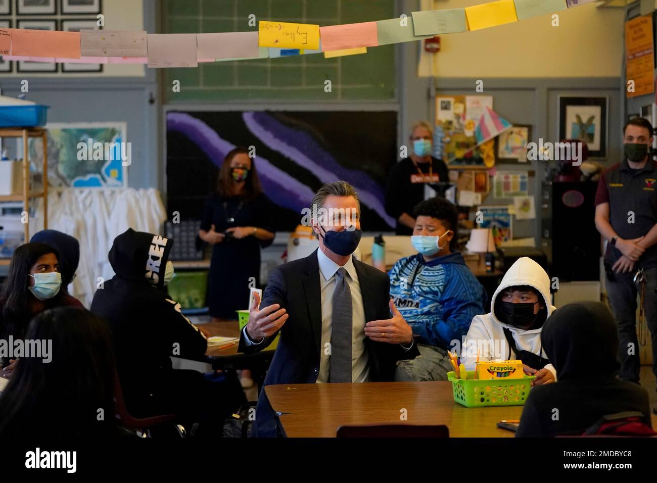 FILE — In this Oct. 1, 2021 file photo Gov. Gavin Newsom, middle ...