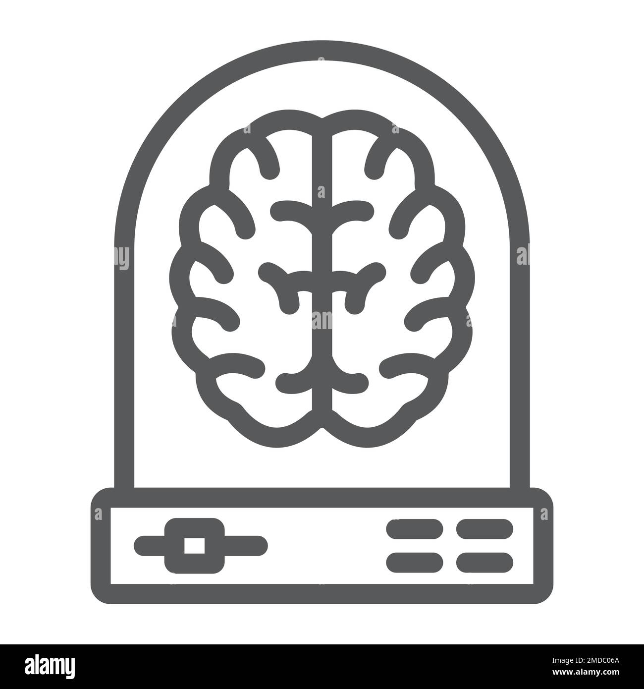 Machine learning line icon, data and analytics, brain sign, vector ...