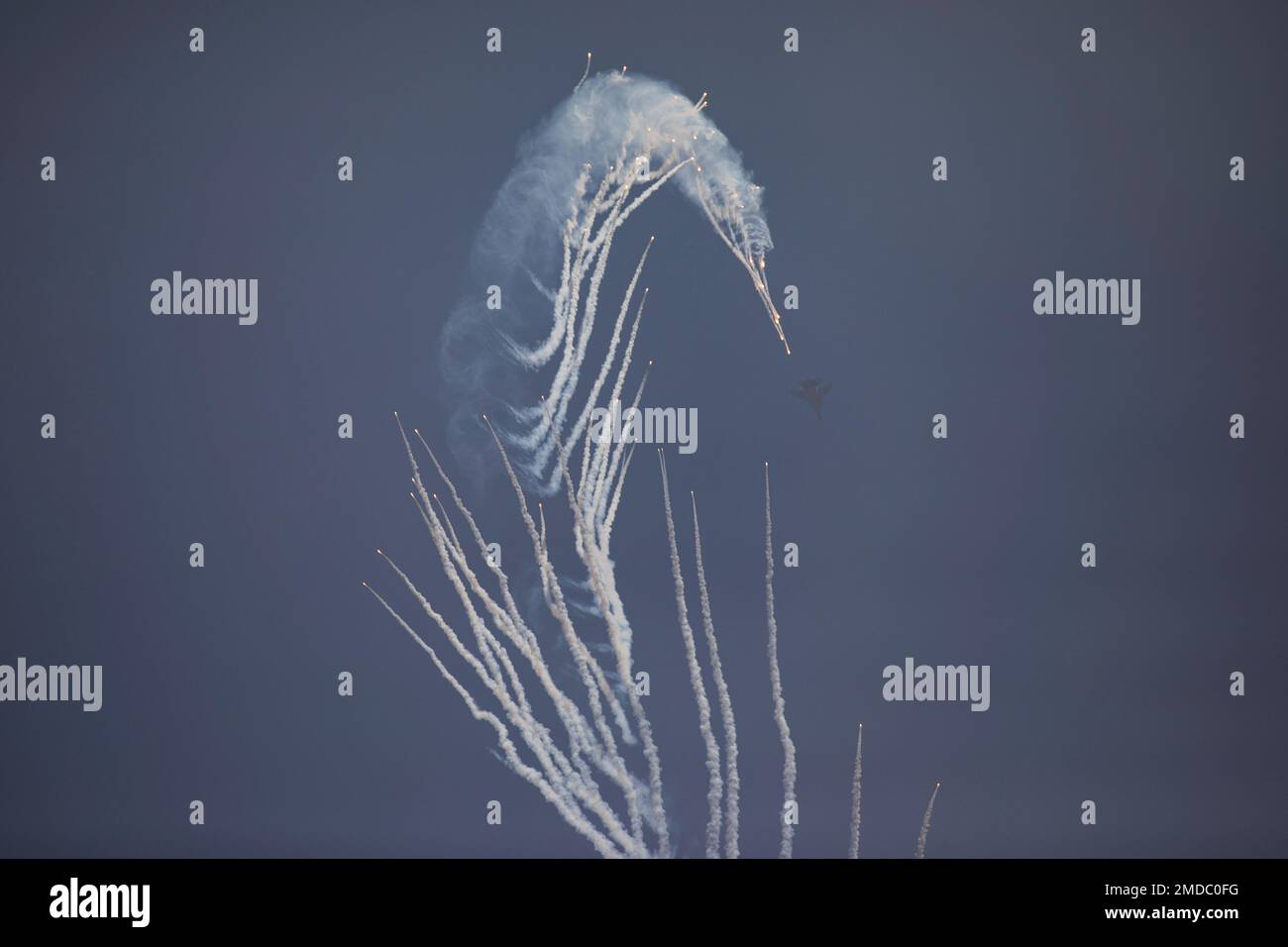 Indian Air Force fighter aircraft Rafale fires flares during Air Force ...