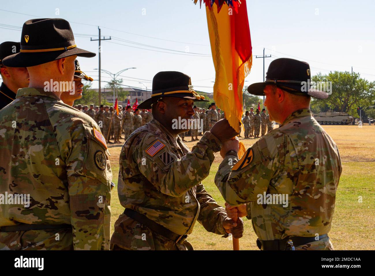 Command Sgt. Maj. Calvin Hall relinquishes responsibility from the 1st Armored Brigade Combat ...