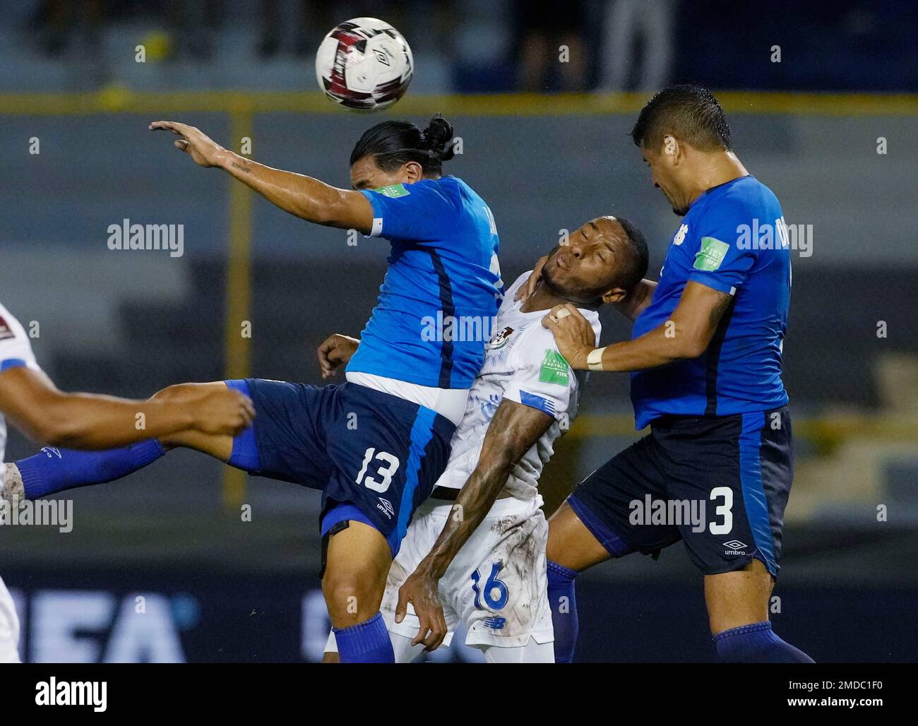 El Salvador's Alex Larin, left, Roberto Dominguez, right, and Panama's ...