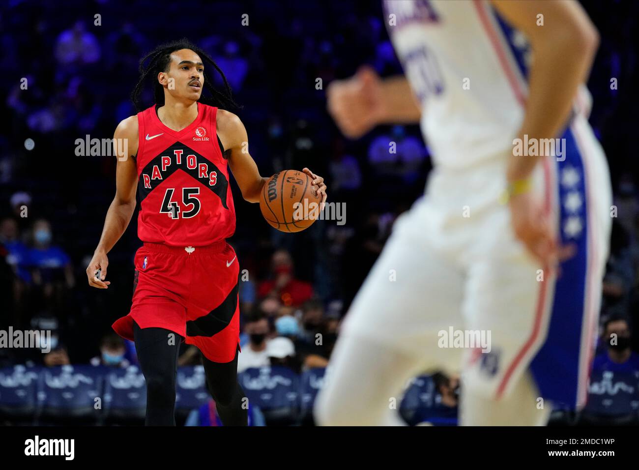 Toronto Raptors' Dalano Banton plays during a preseason NBA basketball ...