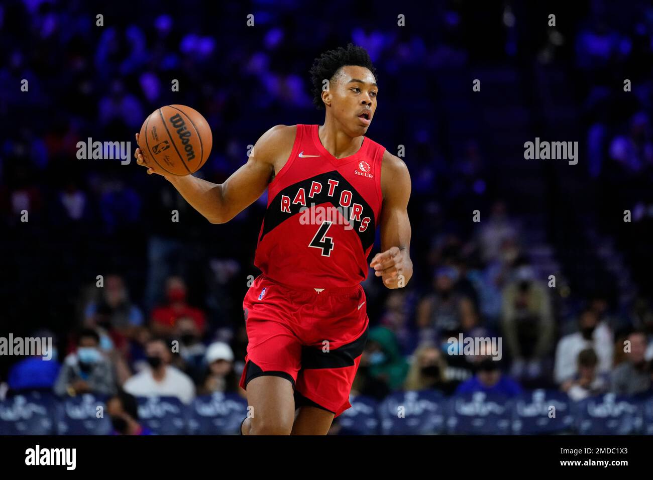 Toronto Raptors' Scottie Barnes plays during a preseason NBA basketball ...