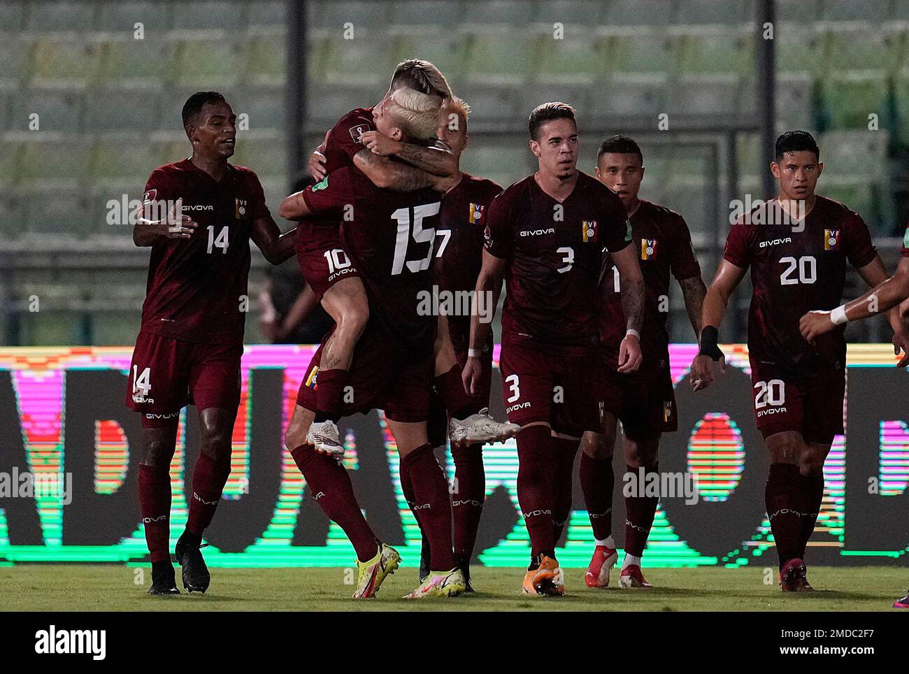Venezuela's Eric Ramirez, 15, celebrates with teammates after scoring ...