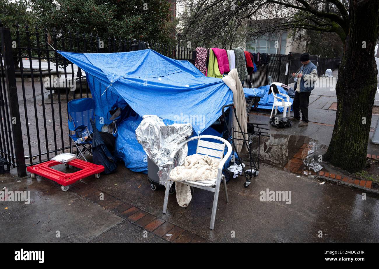 Atlanta, Georgia, USA. 22nd Jan, 2023. Homeless individuals camp near ...