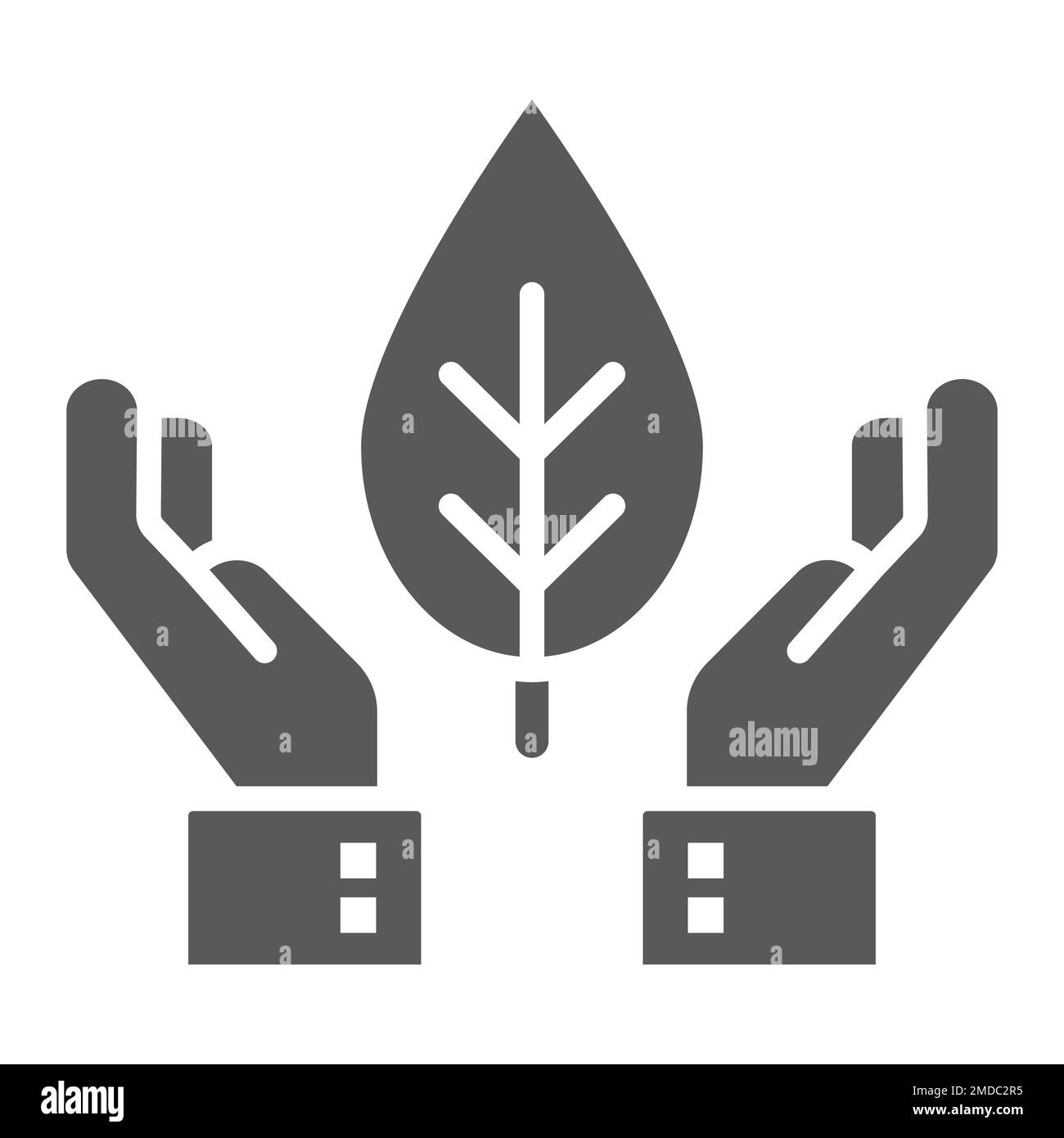 Hands holding plant glyph icon, ecology and energy, plant conservation ...