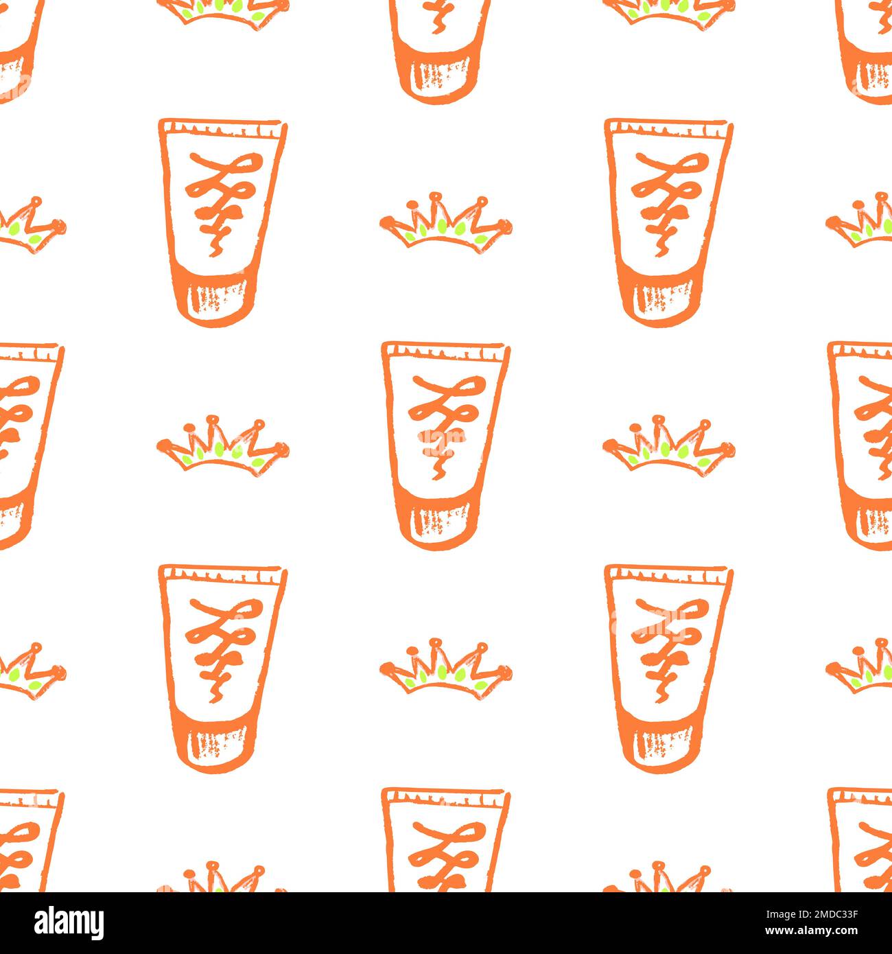 Cosmetics seamless pattern. Cream. Children's drawings with wax crayons ...