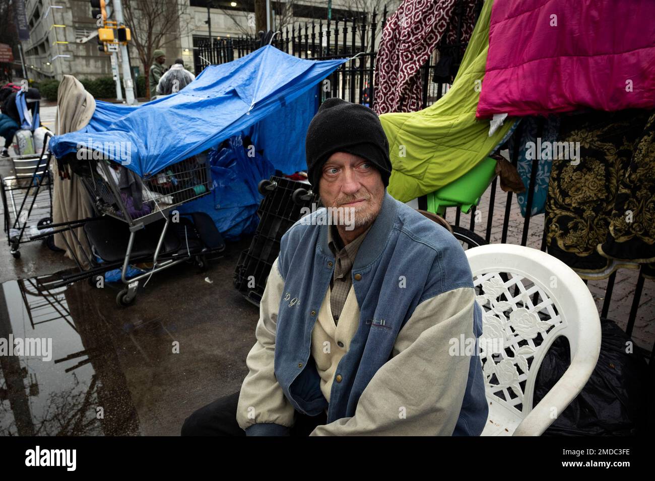 Atlanta, Georgia, USA. 22nd Jan, 2023. Homeless individuals camp near ...