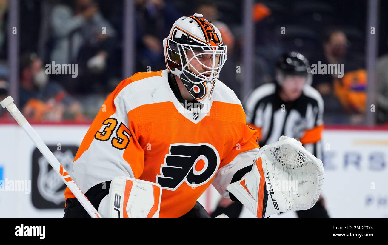 Philadelphia Flyers' Martin Jones plays during a preseason NHL hockey ...